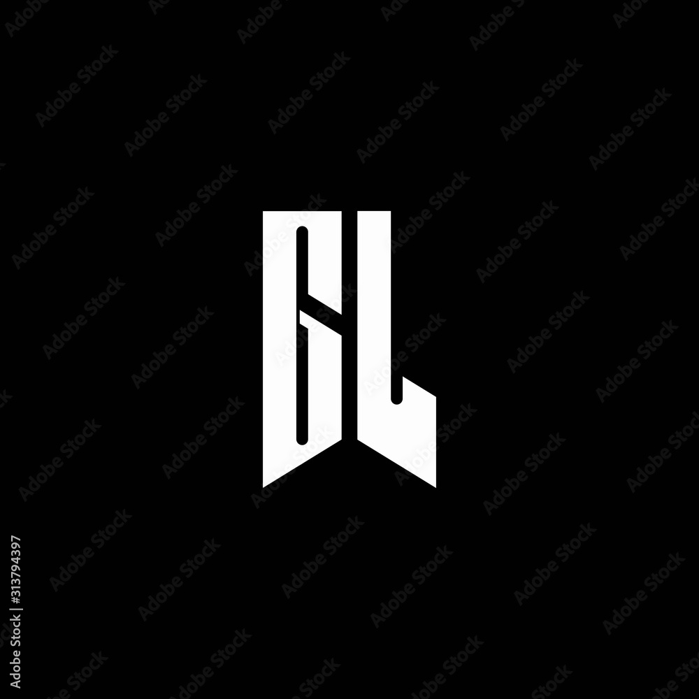 GL logo monogram with emblem style isolated on black background Stock ...