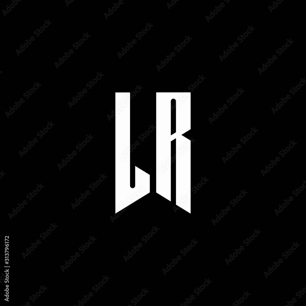 LR logo monogram with emblem style isolated on black background Stock ...