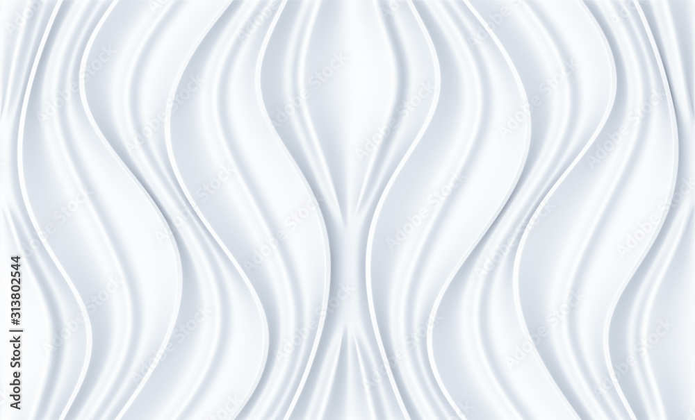White wave pattern background with seamless horizontal wave wall ...
