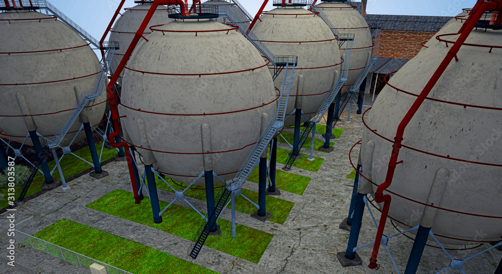 Spherical tank, Horton sphere , spherical pressure vessel, for storage ...