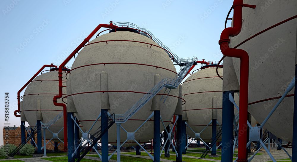 Spherical tank, Horton sphere , spherical pressure vessel, for storage ...