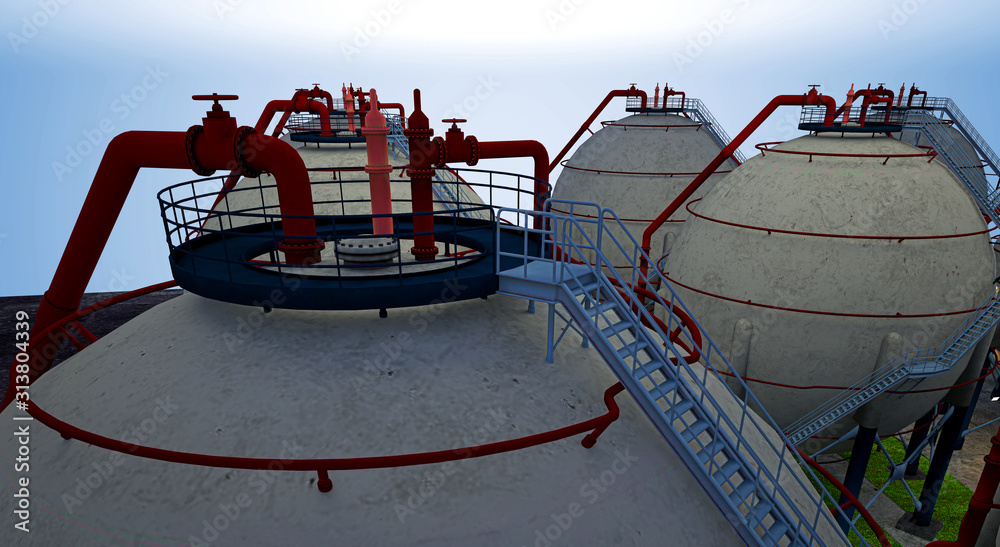Spherical tank, Horton sphere , spherical pressure vessel, for storage ...