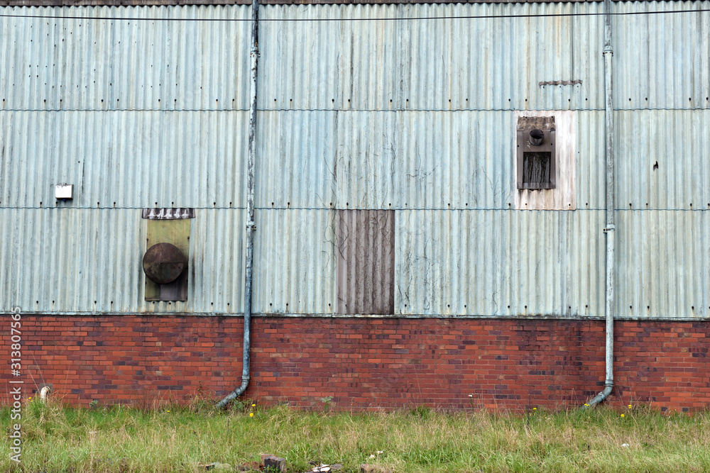 Corrugated Steel Cladding on Old Industrial Building Stock Photo ...