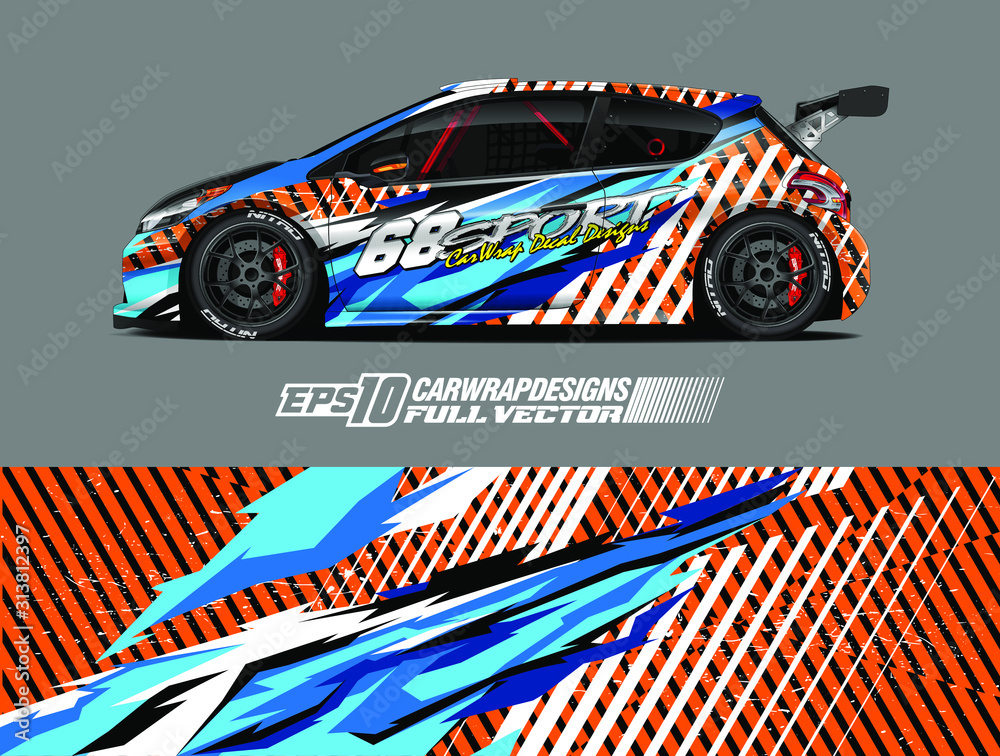 Rally car graphic livery design vector. Graphic abstract stripe racing ...