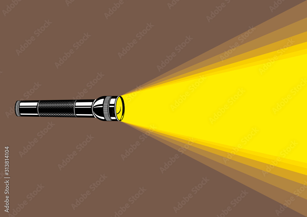 Flashlight illumination vector advertising poster illustration with ...
