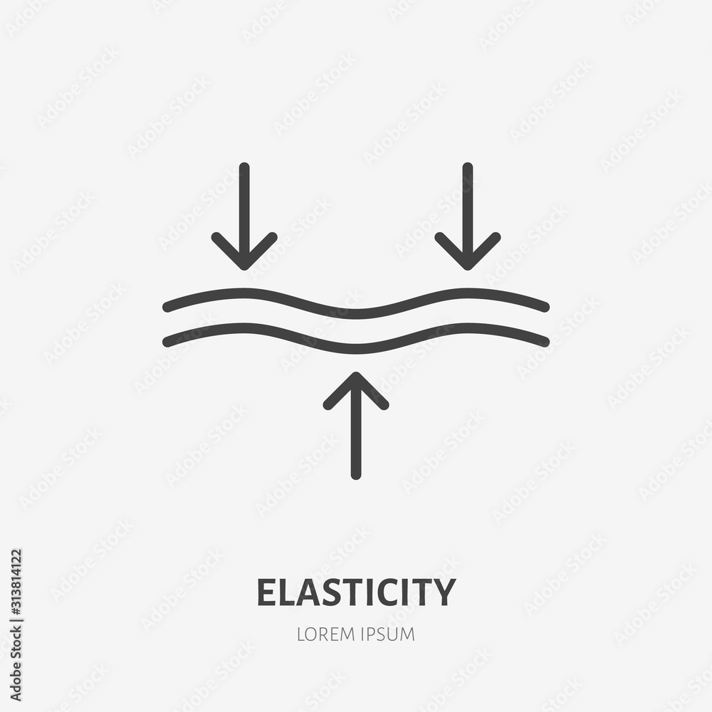 Elasticity line icon, vector pictogram of elastic material. Skincare ...
