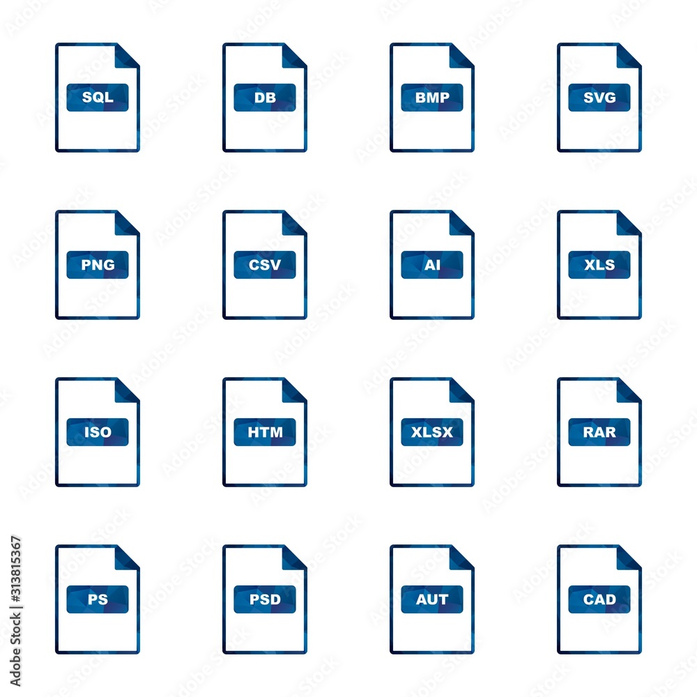 16 Set Of file formats icons isolated on white background... Stock ...