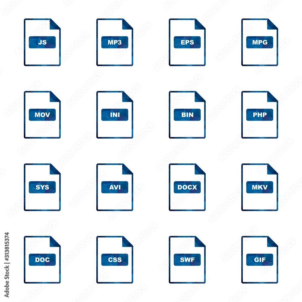 16 Set Of file formats icons isolated on white background... Stock ...