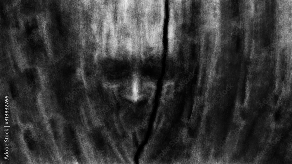 Cracked gates to hell with darkly human face. Genre of horror fantasy ...