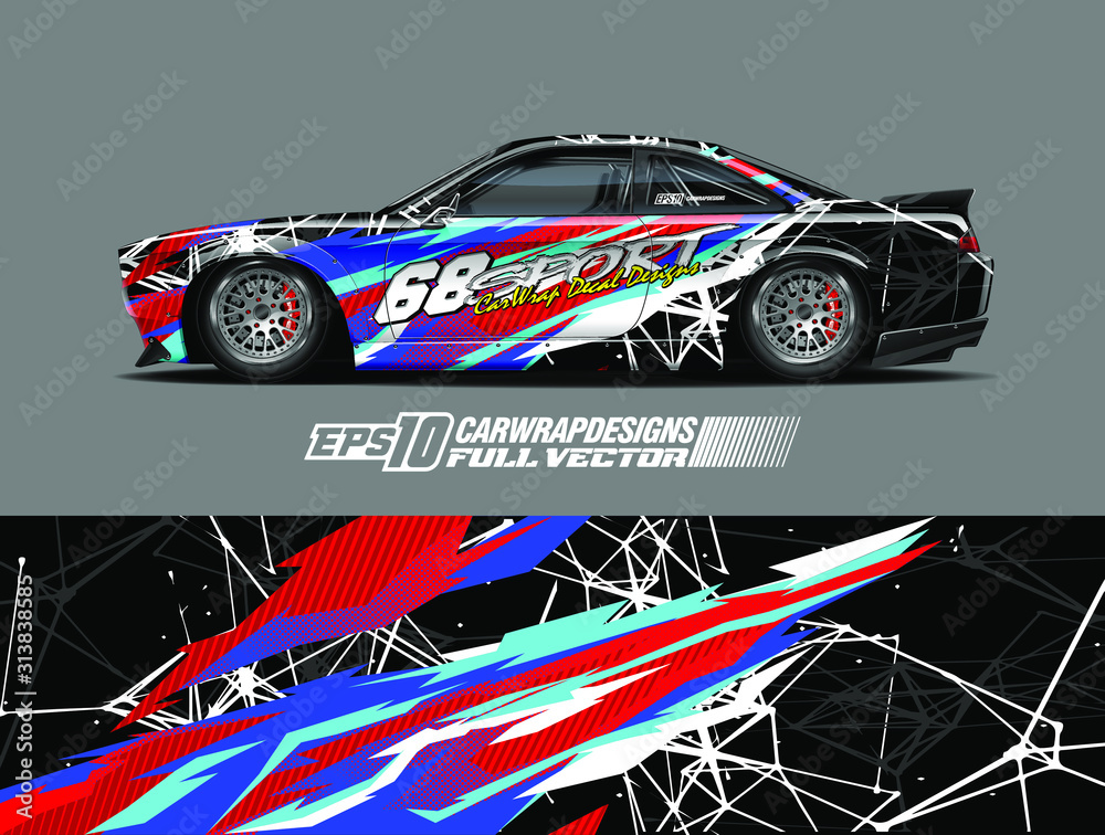 Racing car wrap design vector. Graphic abstract stripe racing ...