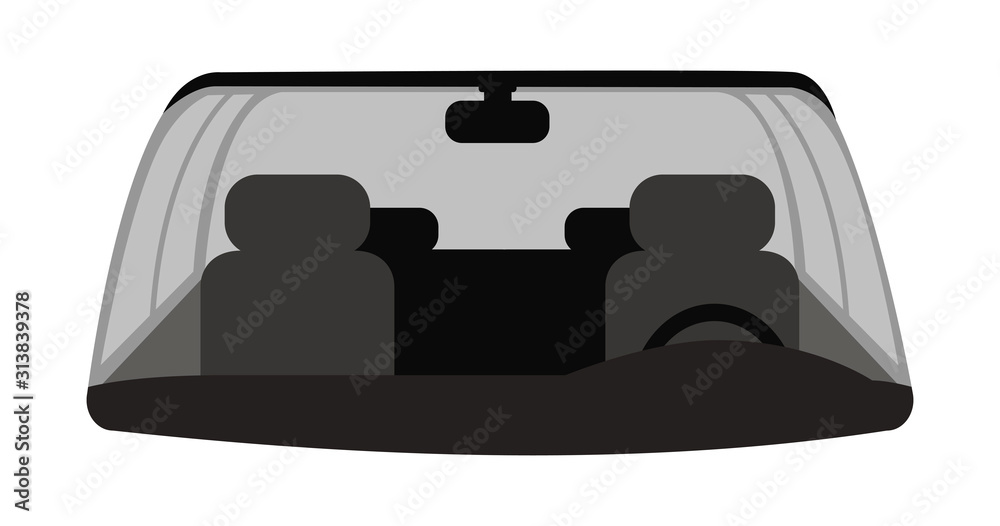 Car windshield flat vector illustration. Automobile interior with grey ...