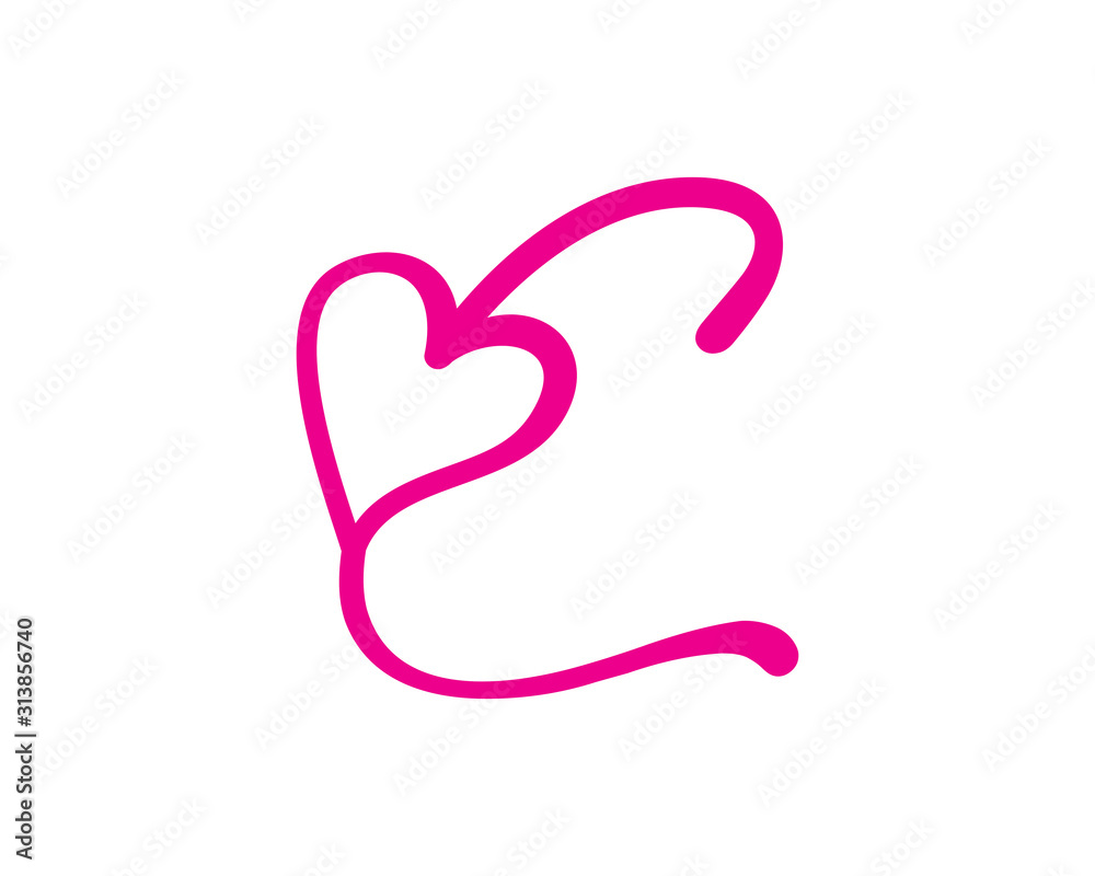 Letter C And Heart Logo Design Template 003 Stock Vector | Adobe Stock