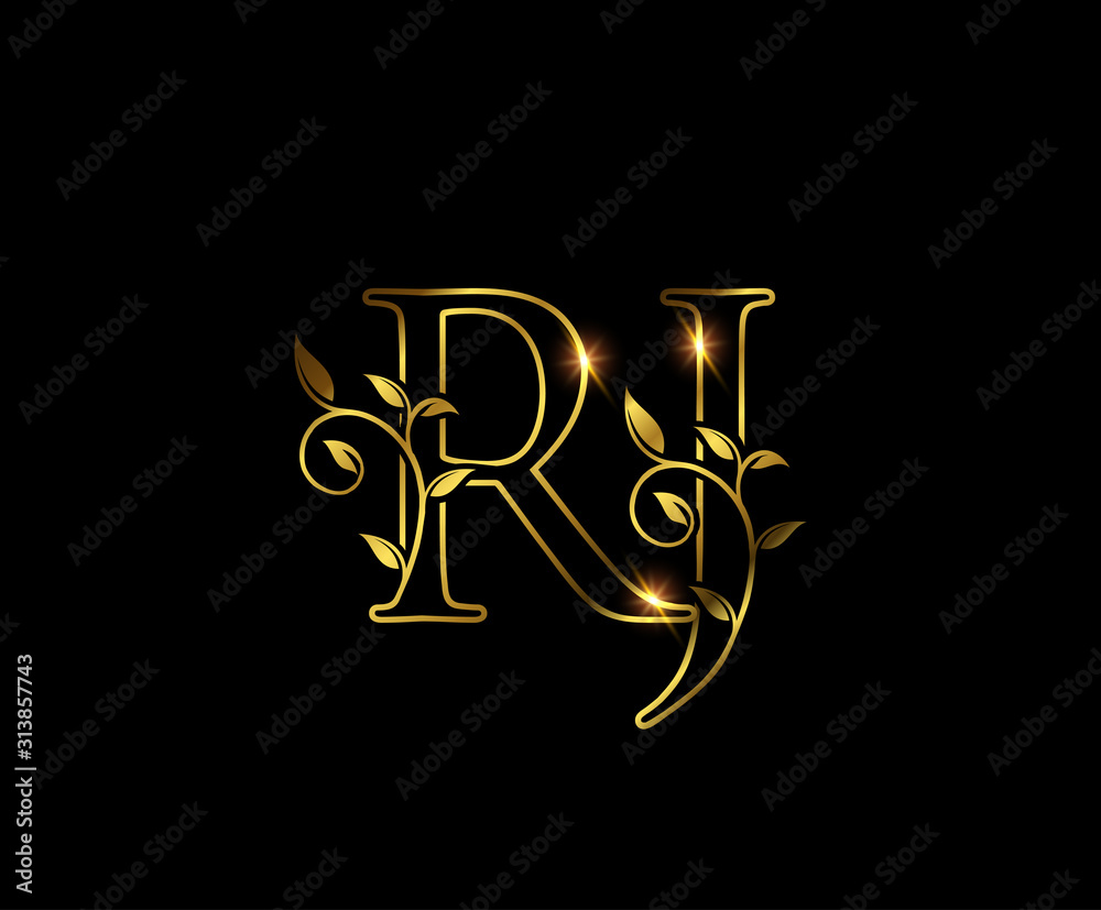 Golden R, J and RJ Letter Luxury Logo Icon Stock Vector | Adobe Stock