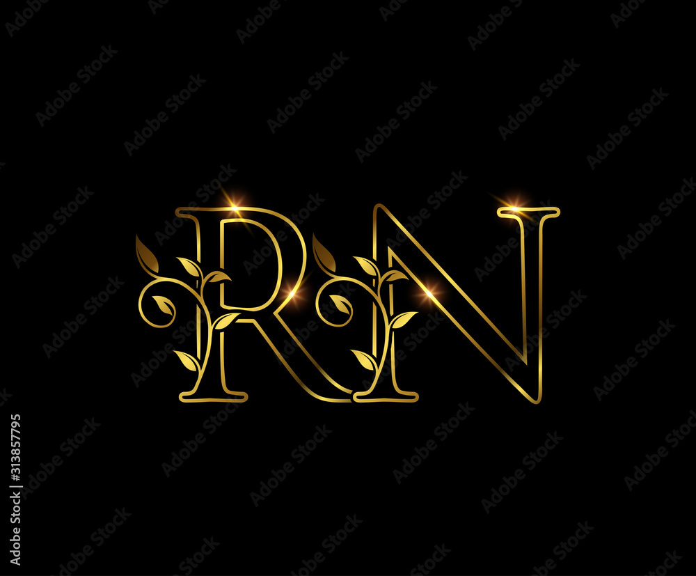 Golden R, N and RN Letter Luxury Logo Icon Stock Vector | Adobe Stock