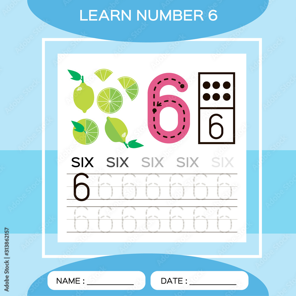 Learn number 6. Six . Children educational game. Kids learning material ...