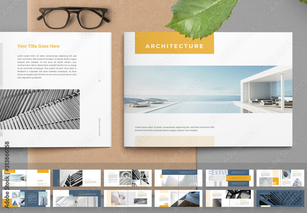 Architecture Layout with Yellow Accents Stock Template | Adobe Stock