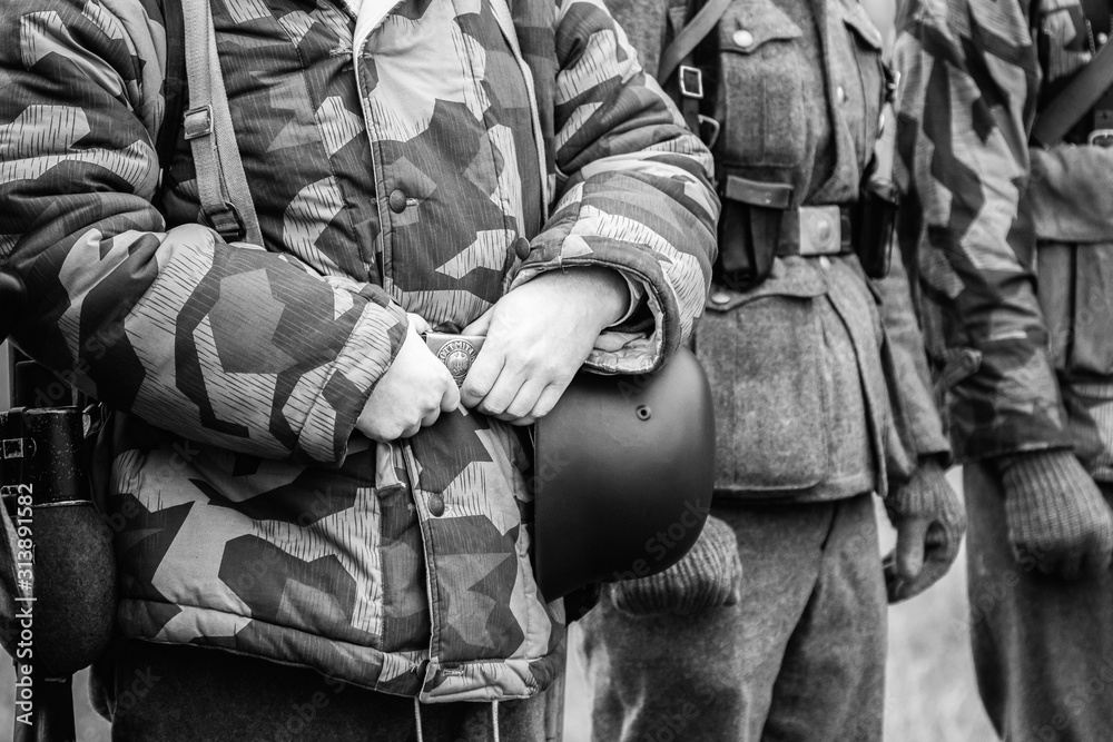 Pea jacket and helmet of a German Wehrmacht soldier during the Second ...