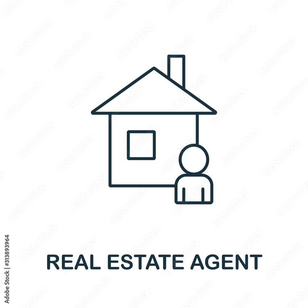 Real Estate Agent icon. Line style symbol from real estate icon ...