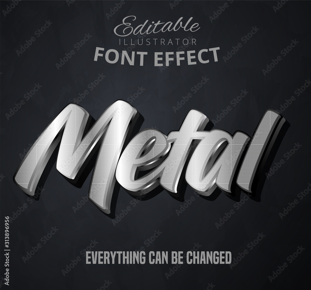 Metal text effect, editable shiny metallic font and text style Stock ...