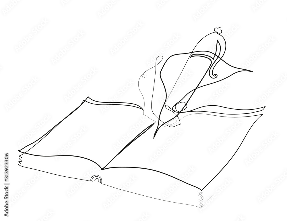 One continuous line drawing of hand writing gesture Simple line art ...