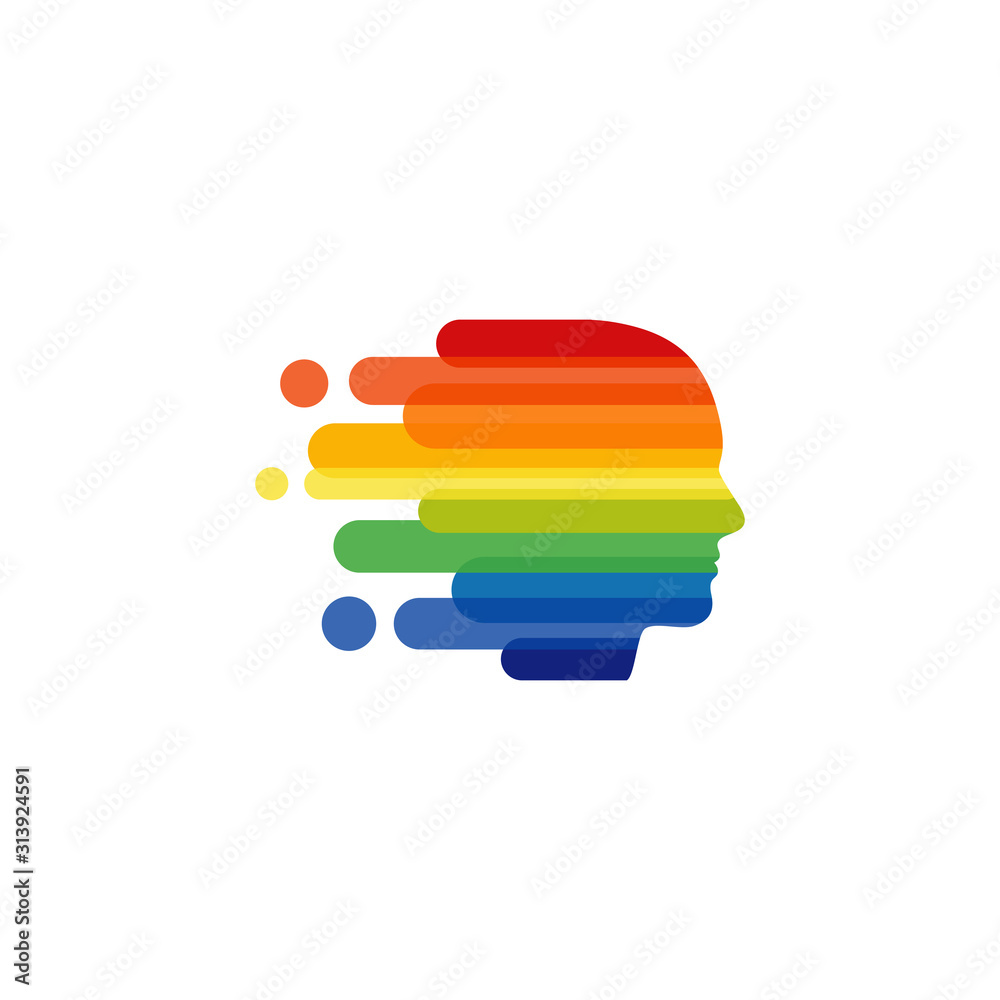 Head vector. digital head logo. human face logo. head logo. colorfull ...