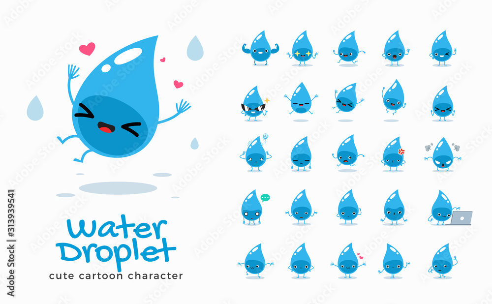 Vector set of cartoon images of Water. Vector Illustration. Stock ...