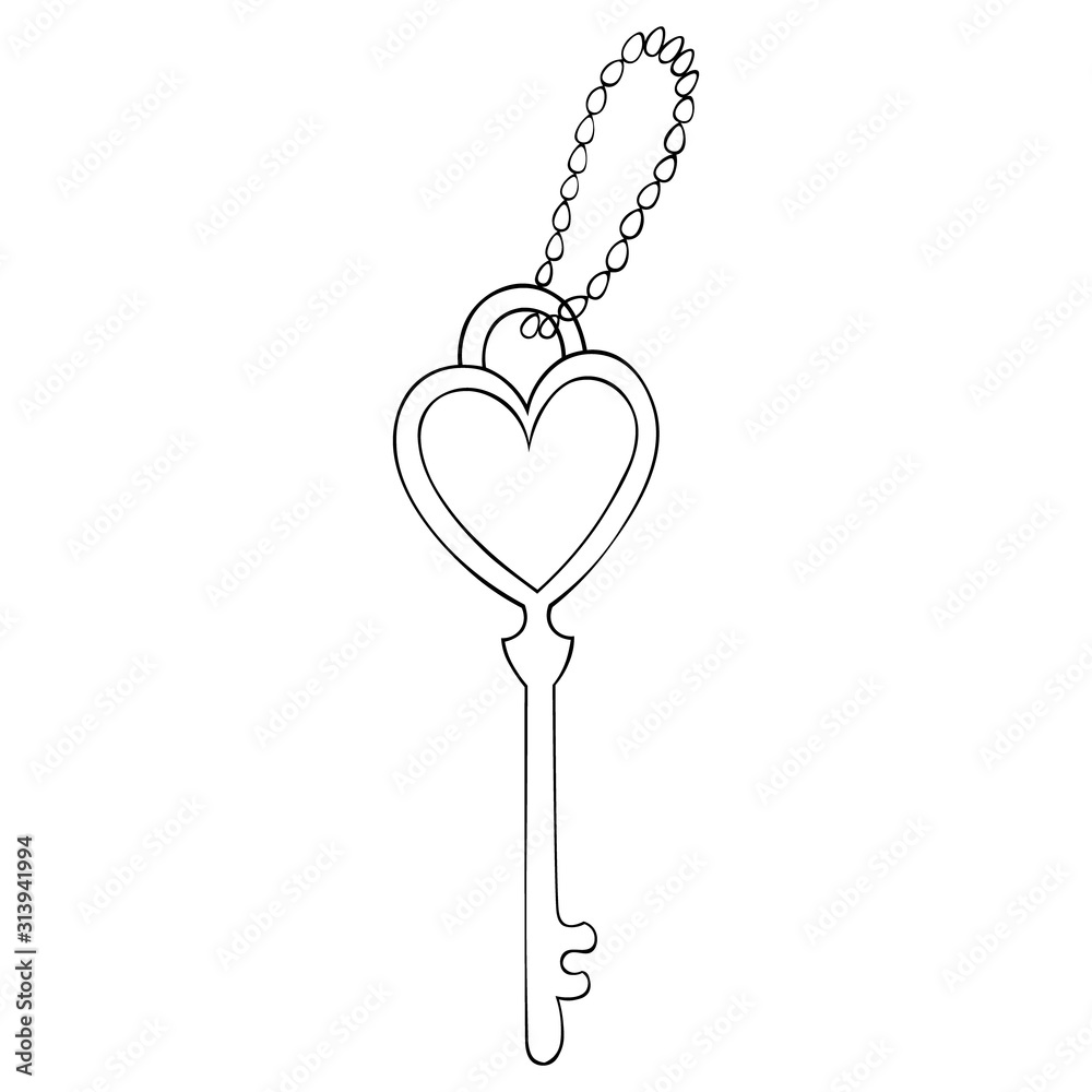 Heart Shaped Lock Drawing