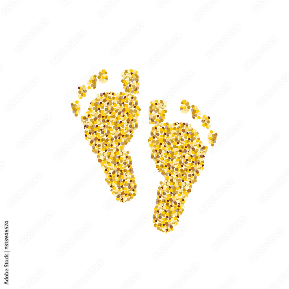 Gold glitter shining baby shower foot print vector Stock Vector | Adobe ...