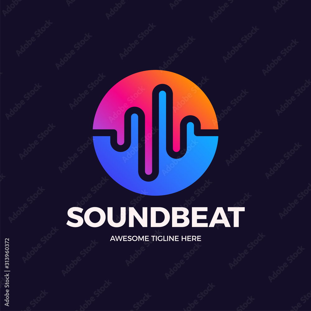 Audio Sound Wave logo template stock vector design. Line abstract music ...