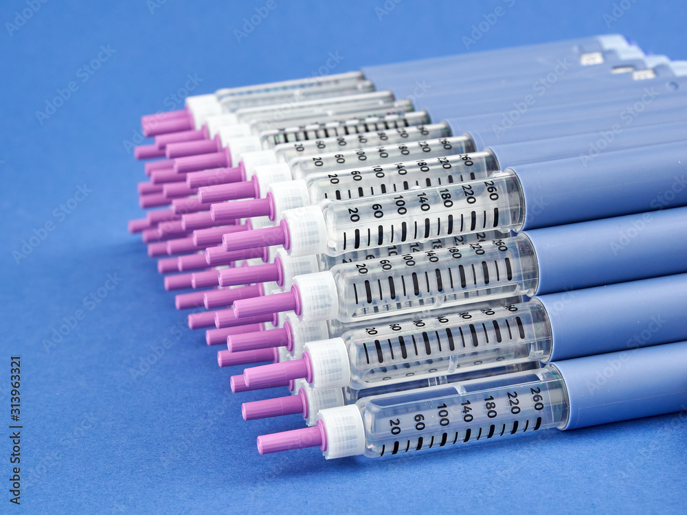 Insulin pens.Medical devices are used for self-injection in the ...