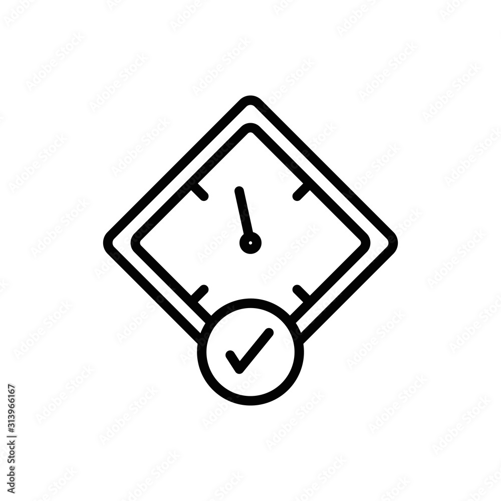 Isolated square clock instrument and check mark vector design Stock ...