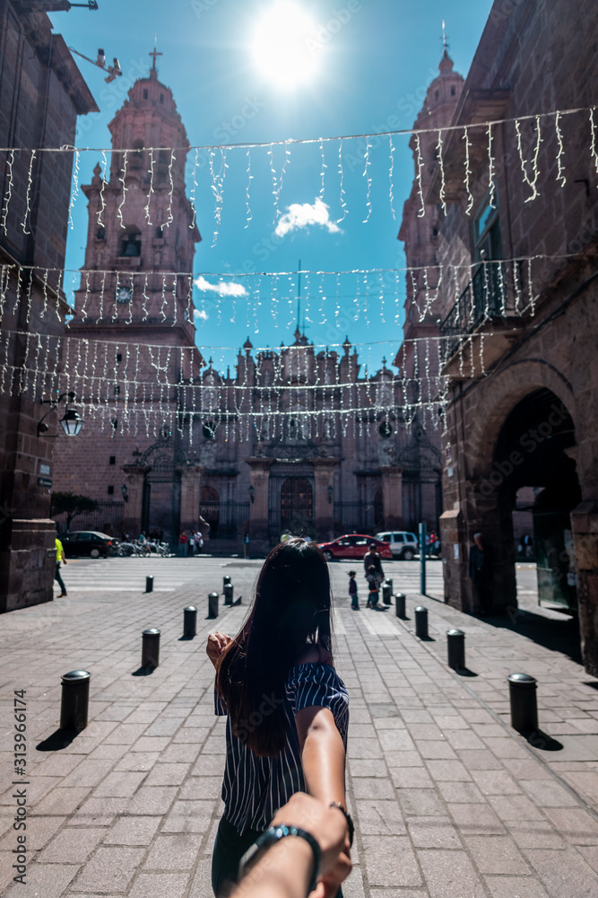 Fotka „ Tourist visiting the historic center of Morelia, Michoacan ...