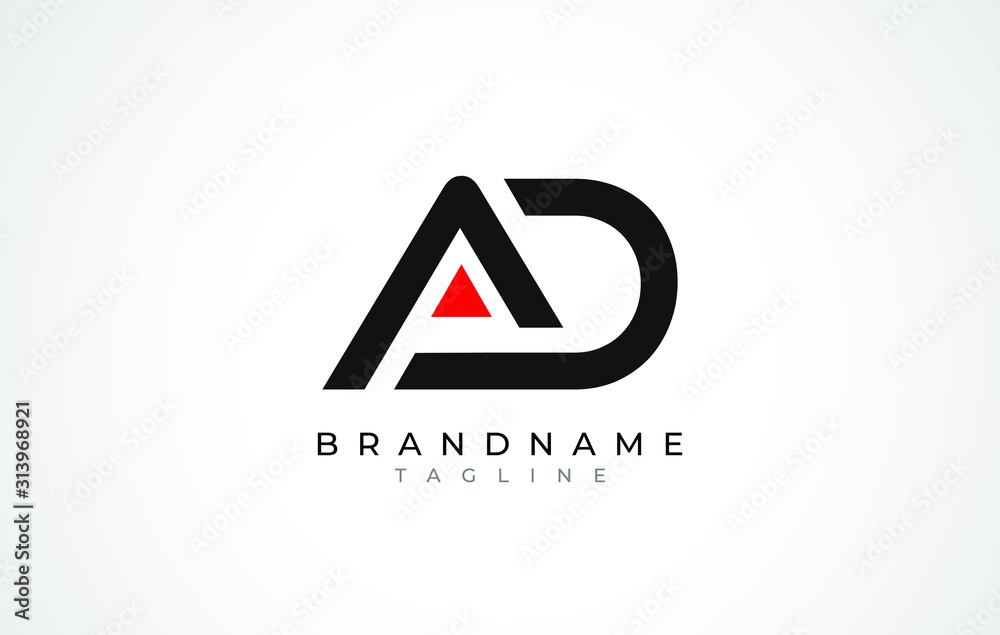 A D Logo. AD Letter Logo Design with Black and Red Color. Stock Vector ...