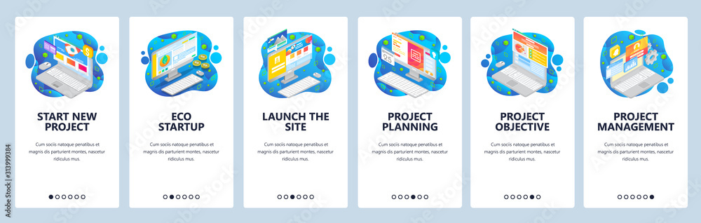 Launch new business online, project management, eco startup. Mobile app ...