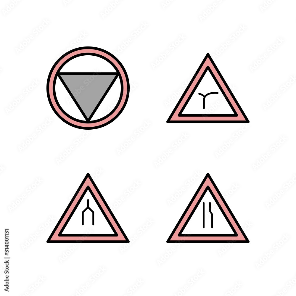 4 Road signs Icons Sheet Isolated On White Background... Stock ...