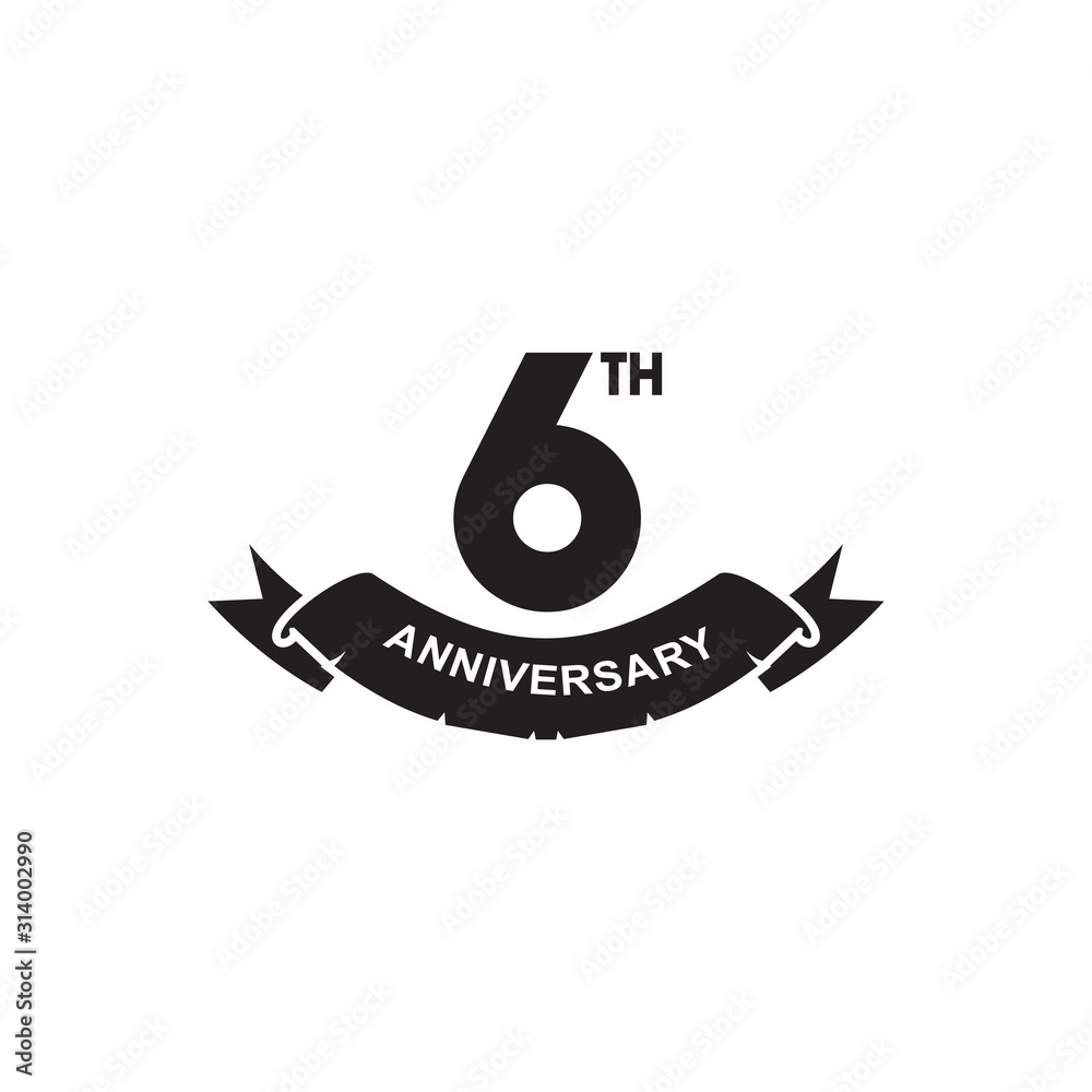 6th year anniversary emblem logo design vector template Stock Vector ...