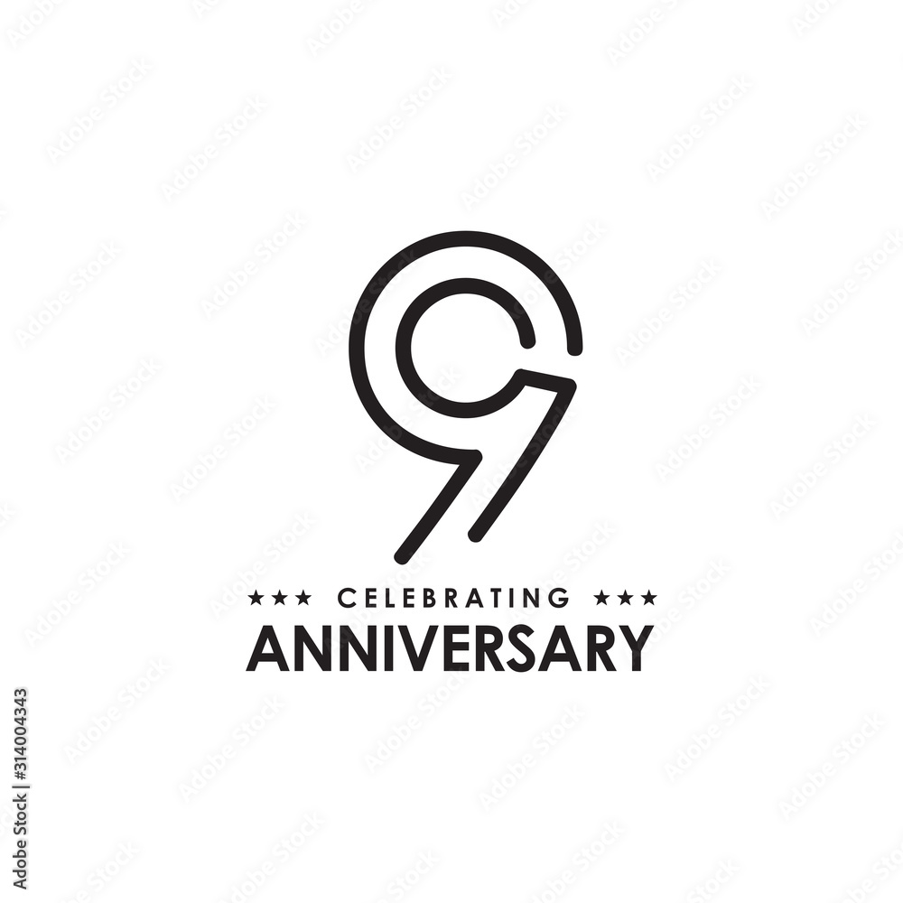 9th year anniversary emblem logo design vector template Stock Vector ...