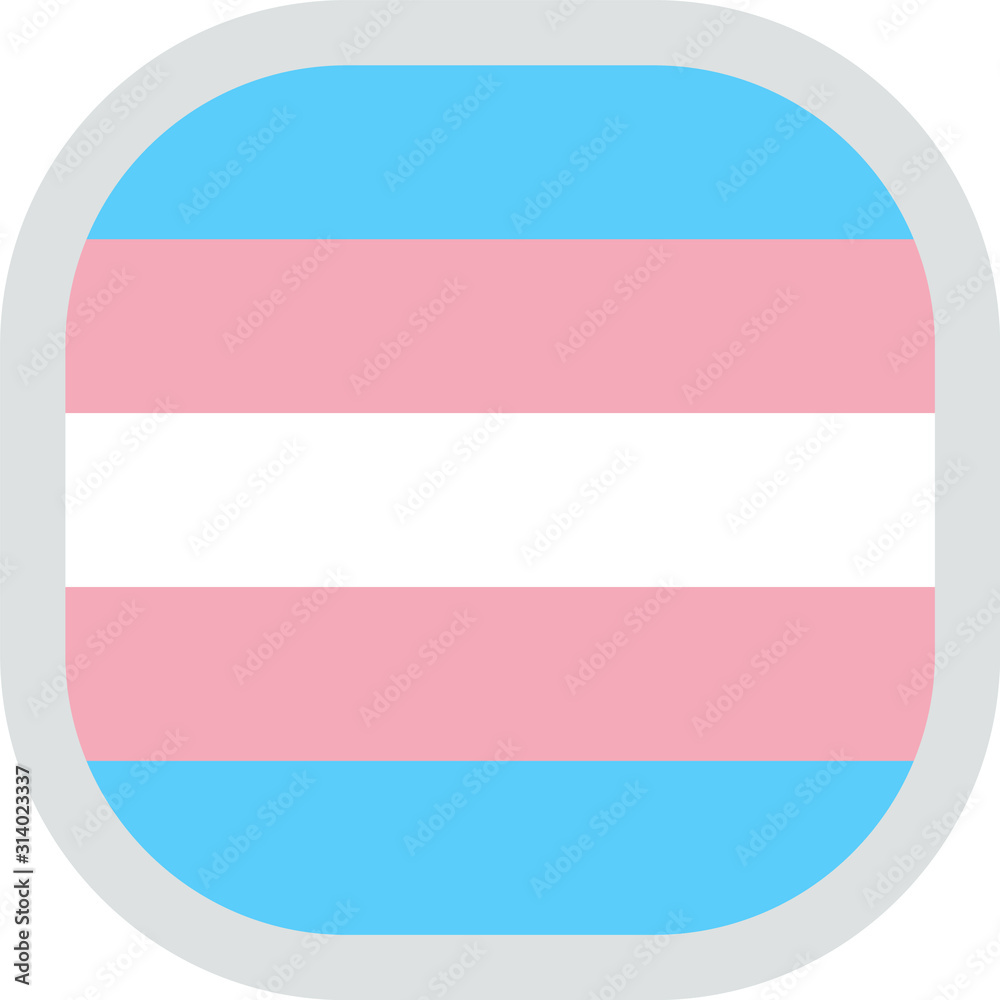 Transgender pride flag, rounded square shape icon on white background ...