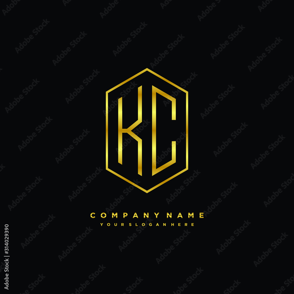Letter KC logo minimalist luxury gold color Stock Vector | Adobe Stock