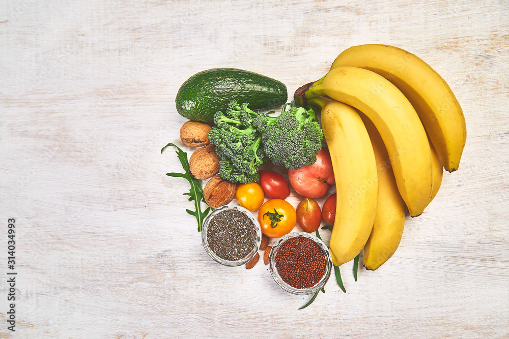 Heart shape of food health for heart. Ingredients for healthy foods ...