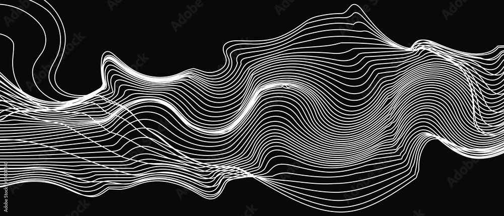 modern abstract wave lines on black background vector Stock Vector ...