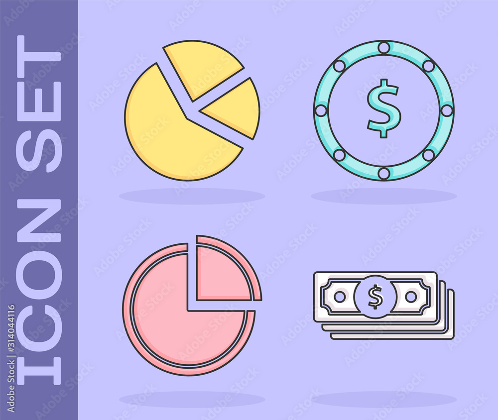 Set Stacks paper money cash, Pie chart infographic, Pie chart ...