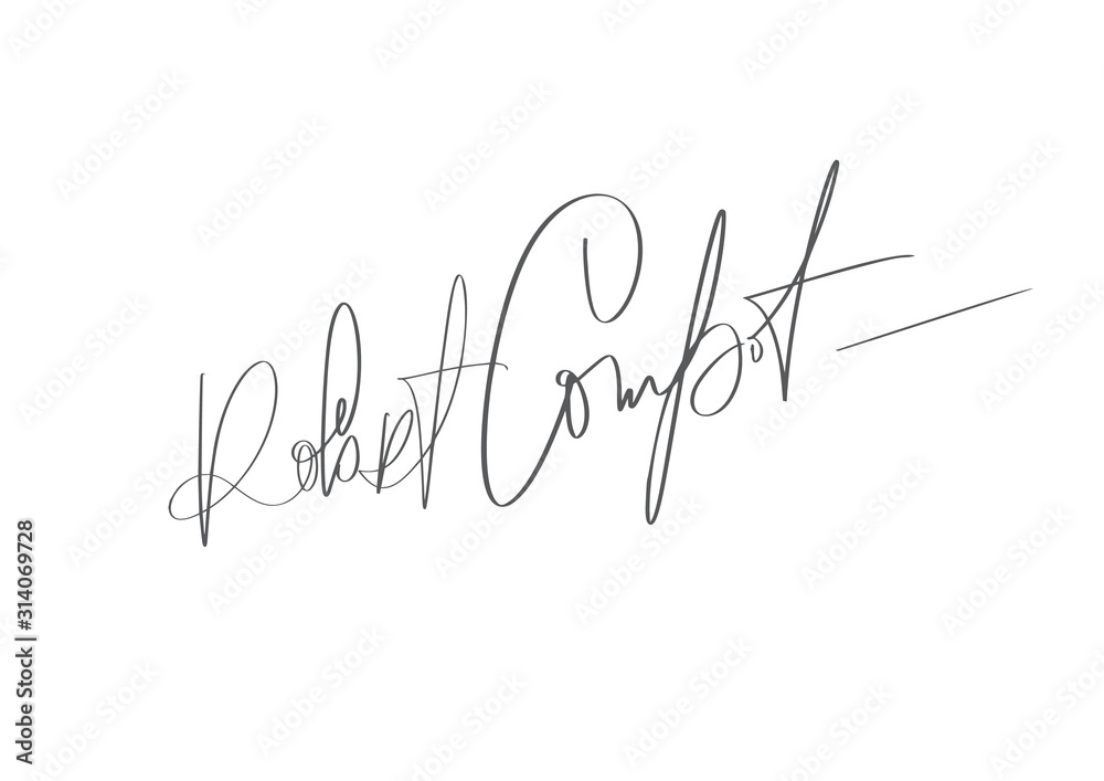 Manual signature for documents on white background. Hand drawn ...