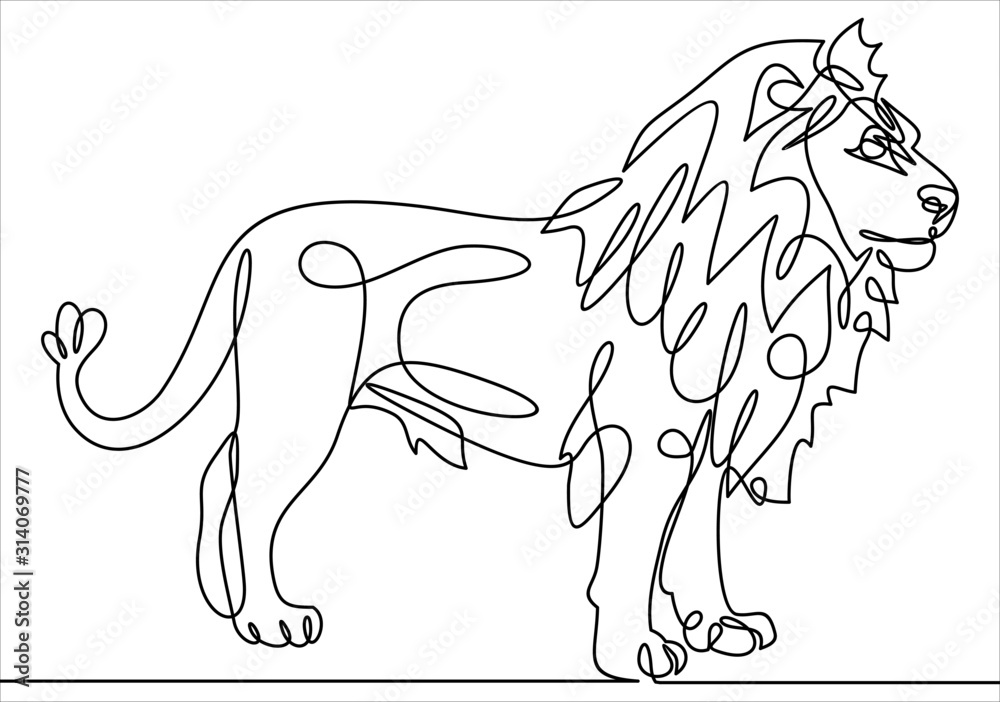 Lion one line continuous line art drawing vector illustration Stock ...