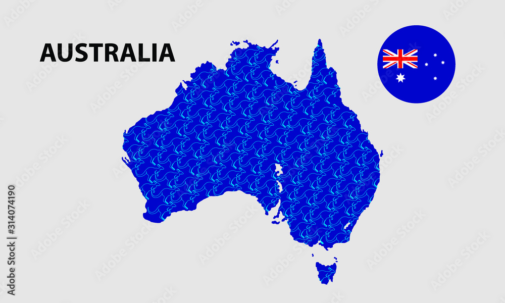 Illustration of the map of Australia with the Australian flag and ...
