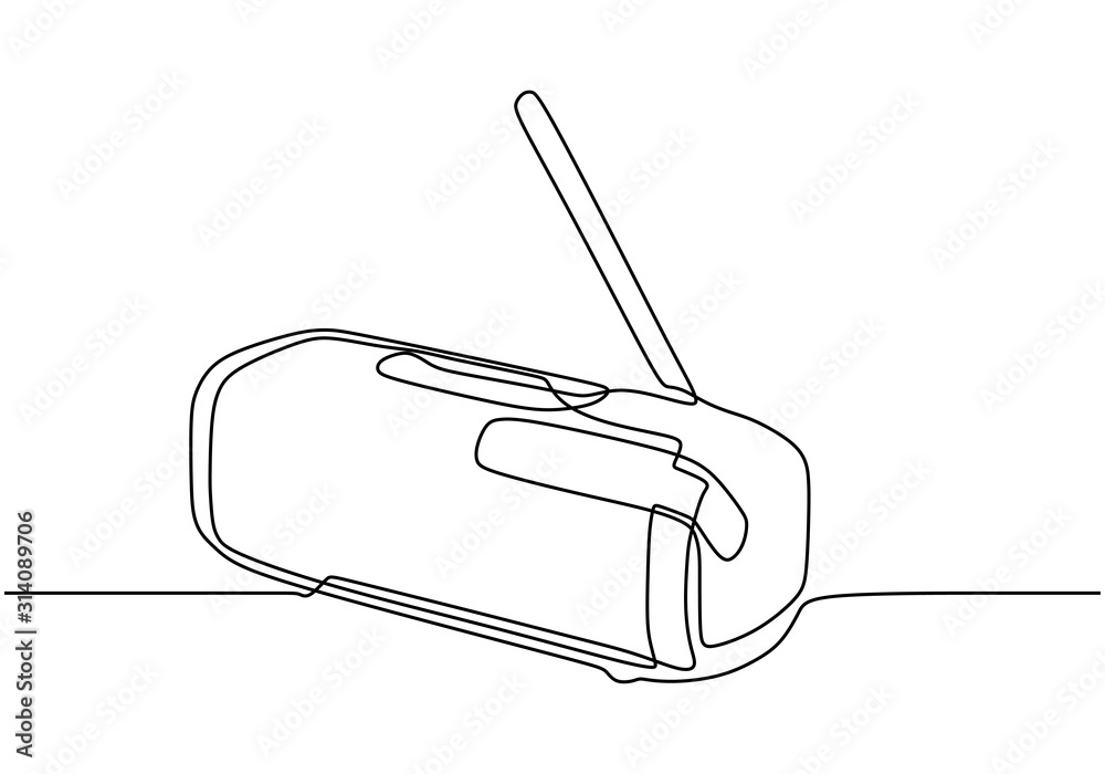 Continuous line drawing vintage radio. Electronic object vector ...