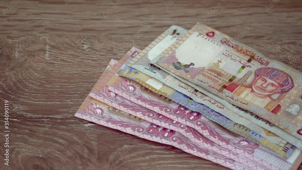 Counting Omani Rial Banknotes. Close Up View of Currency in Oman Stock ...
