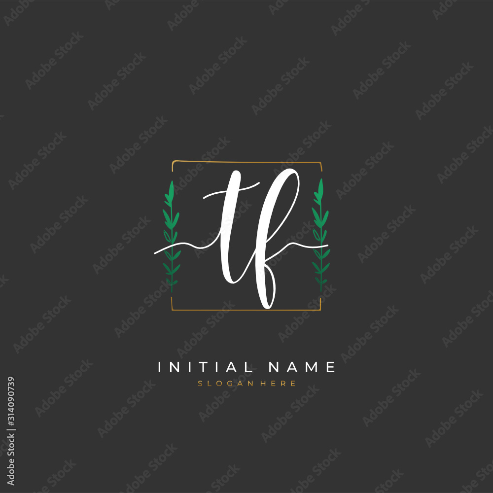 Handwritten initial letter T F TF for identity and logo. Vector logo ...