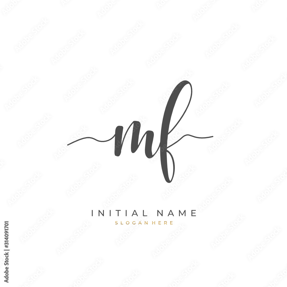 Handwritten initial letter M F MF for identity and logo. Vector logo ...