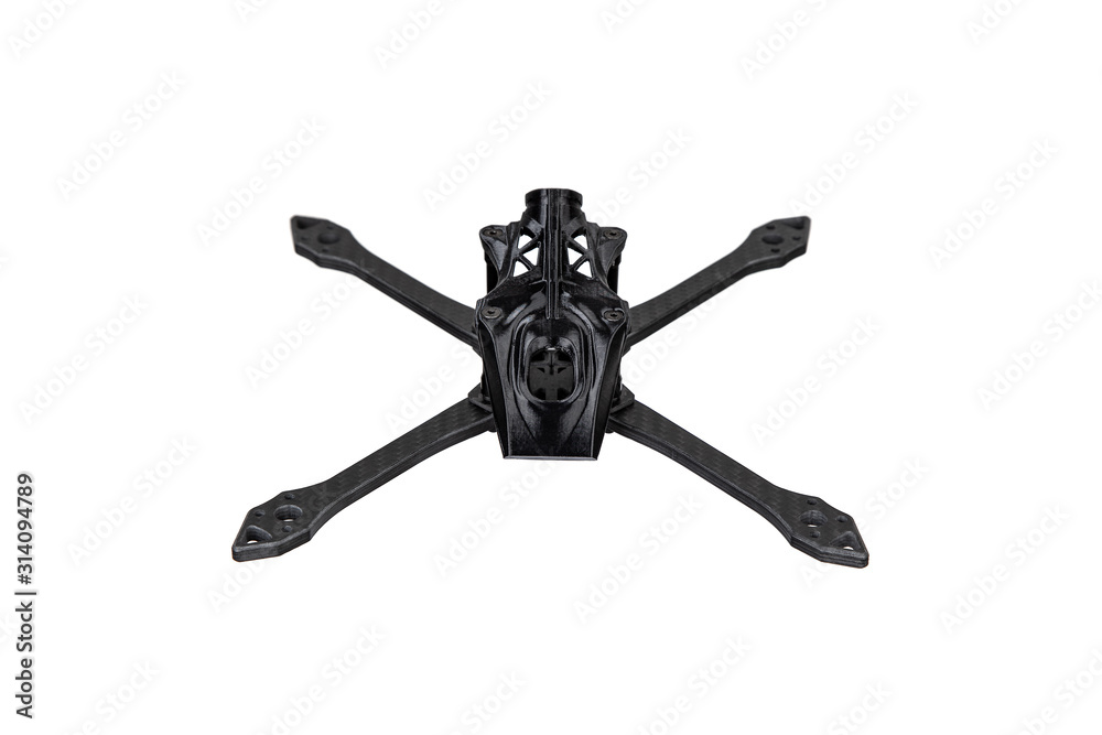 Modern FPV drone on a white background. Four-engine aircraft on the ...